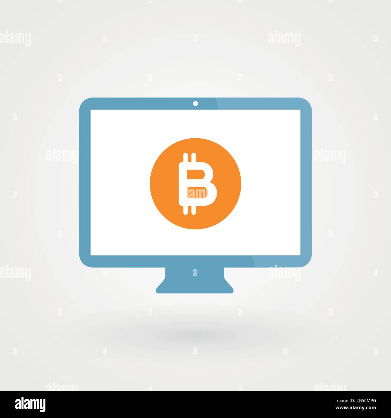 Bitcoin and desktop computer. Crypto currency concept. Digital currency ...