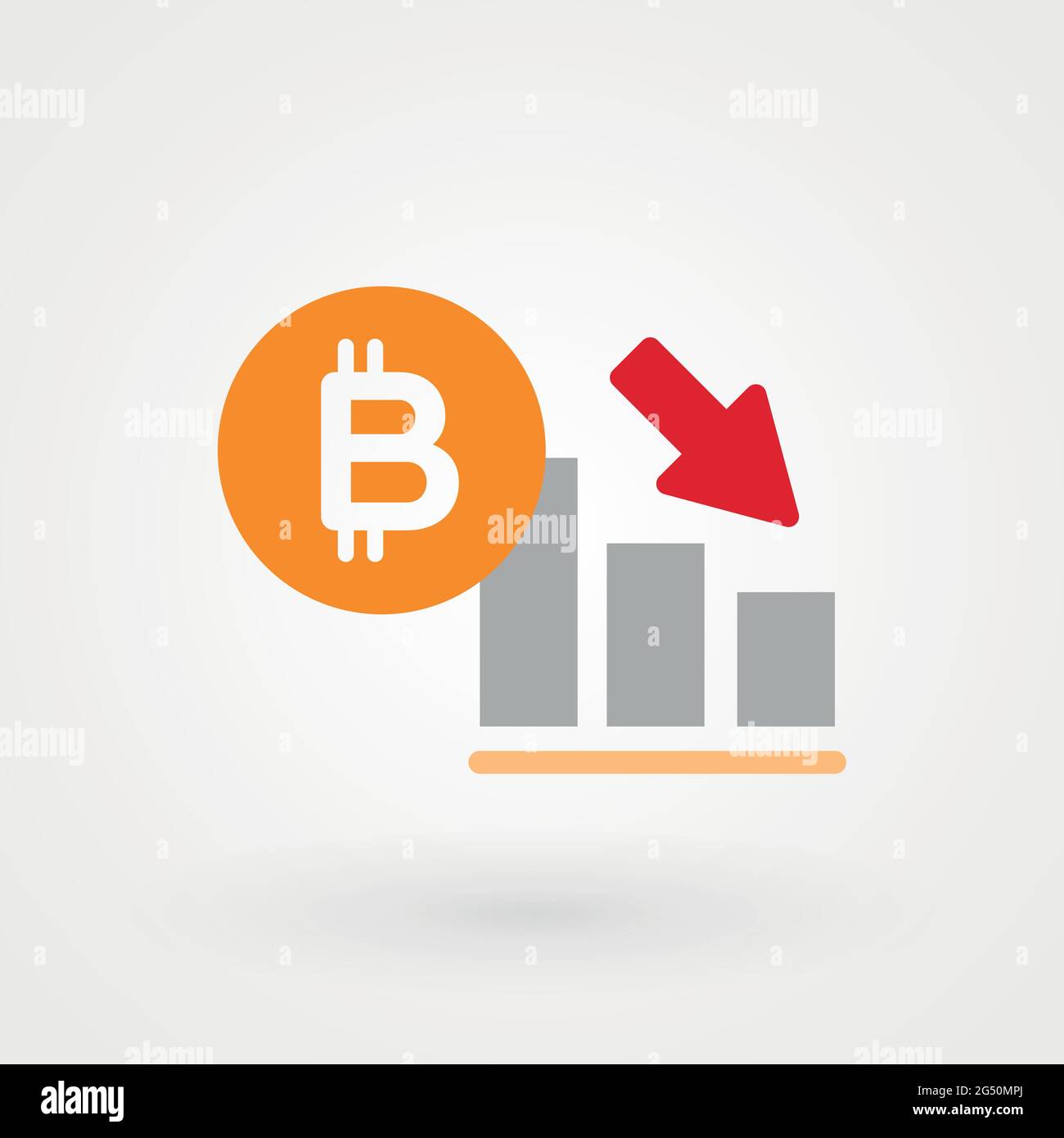 Bitcoin down graph. Crypto currency crisis concept. Digital currency decrease. Vector ...