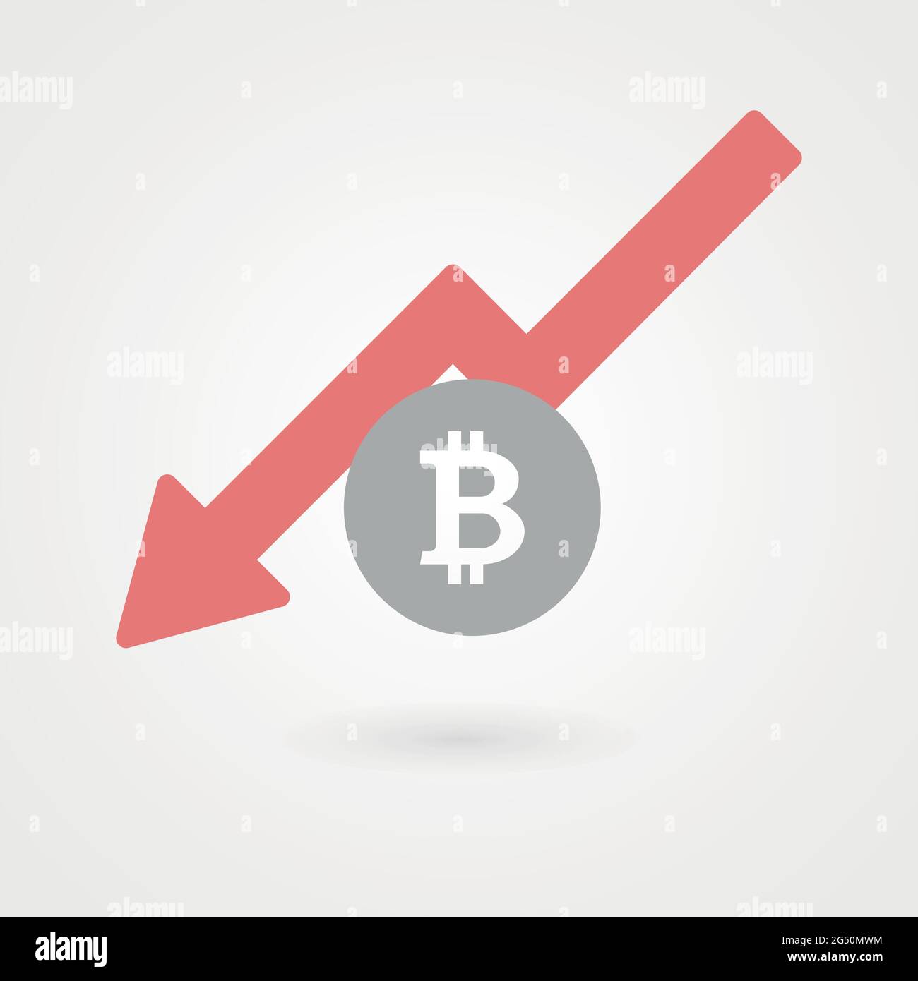 Bitcoin down graph. Crypto currency crisis concept. Digital currency decrease. Vector ...