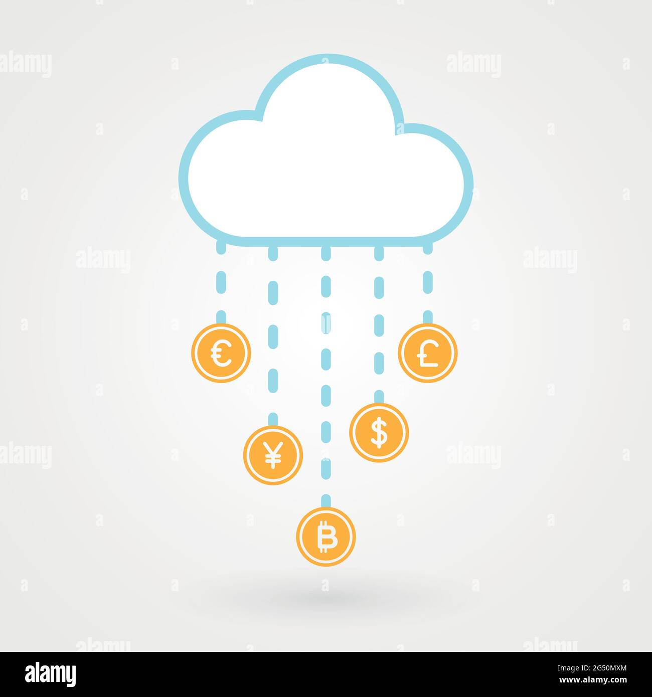 Financial coins. Cloud computing concept. Bitcoin. Digital and physical ...