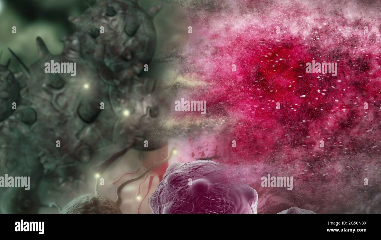 3d illustration Of A Damaged And Disintegrating Cancer Cell Stock Photo ...