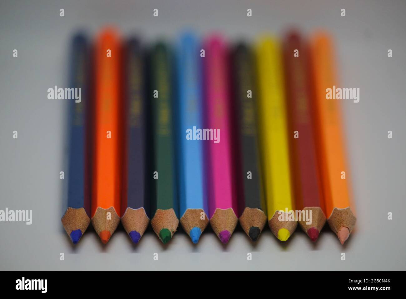 Color pencils of different colors. Beautifully decorated Stock Photo ...