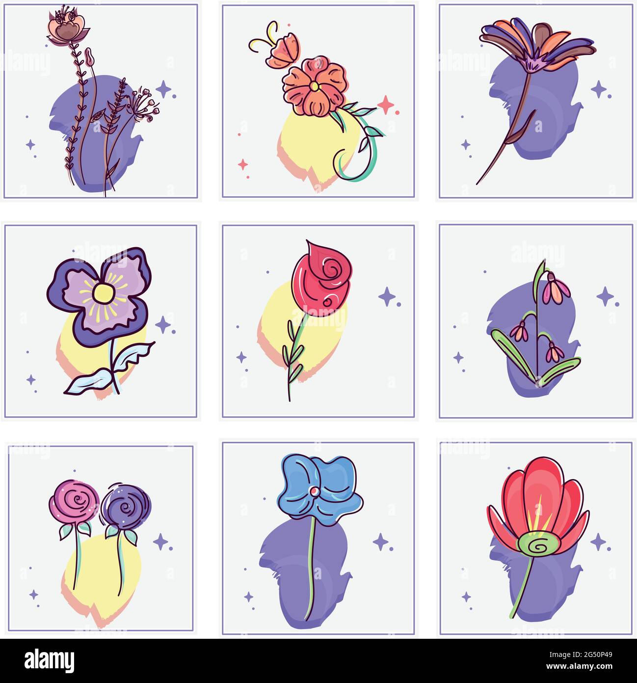 Hand digitally drawn flowers hi-res stock photography and images - Alamy