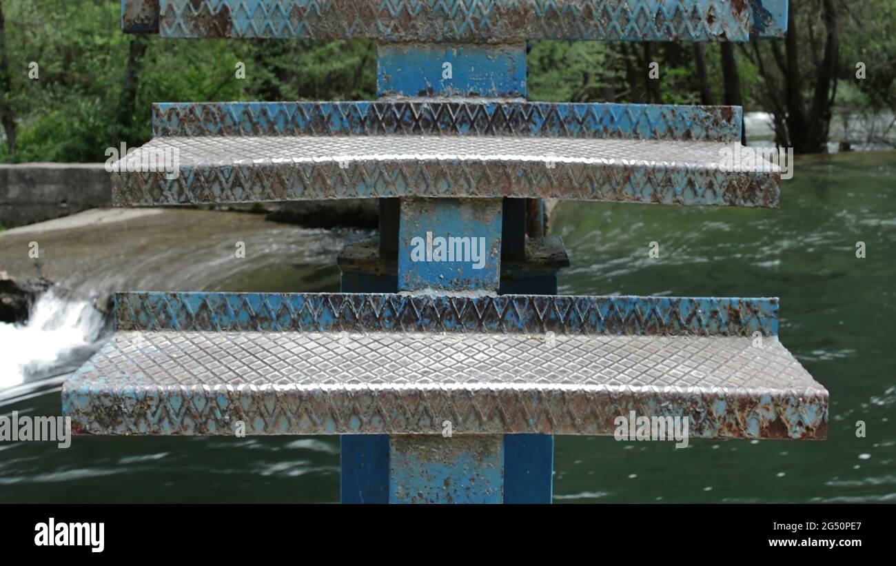 3d illustration - Old Metal Bridge Over Flowing River Stock Photo - Alamy
