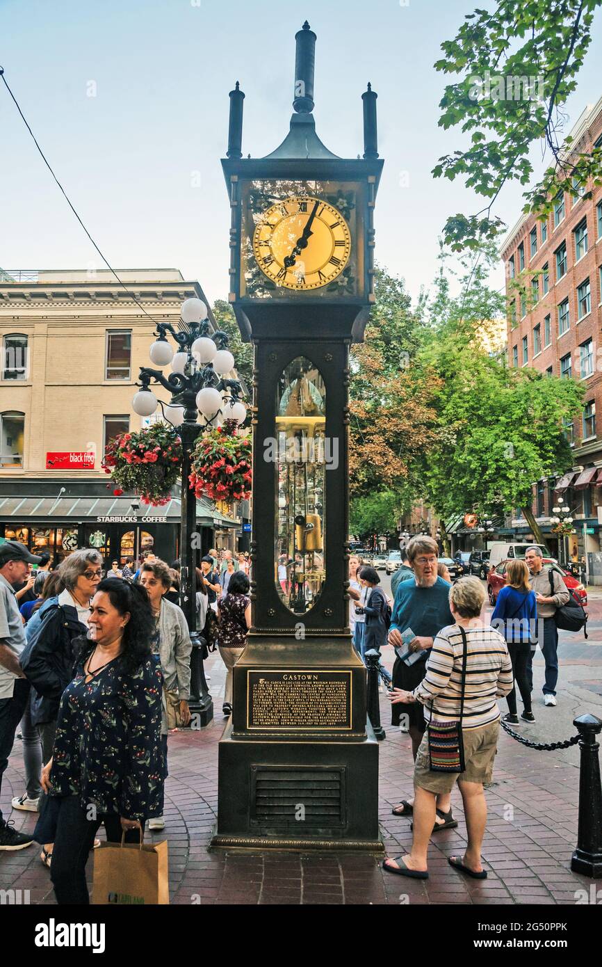 Famous Gastown Steam Clock, Vancouver, British Columbia, Canada Stock ...