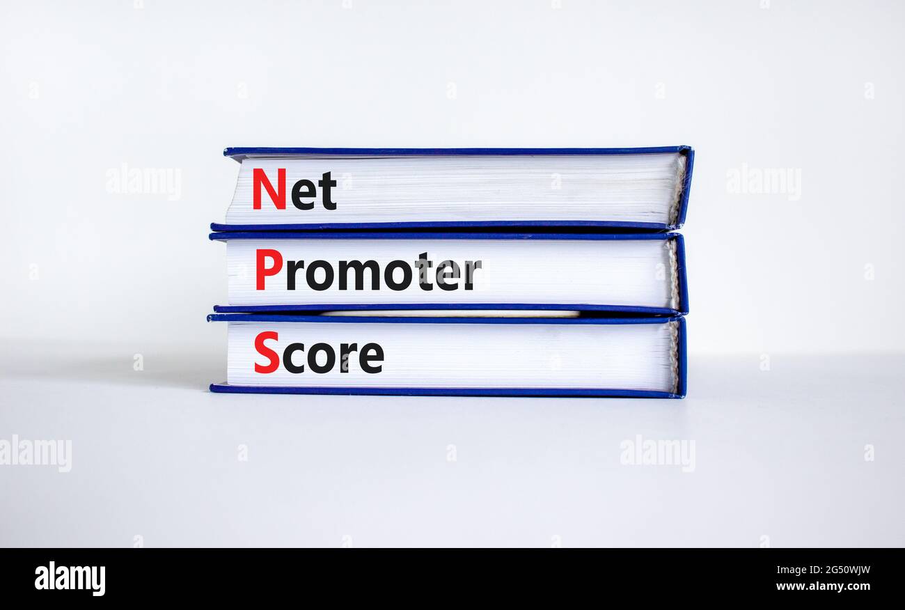 NPS net promoter score symbol. Books with words 'NPS net promoter score ...