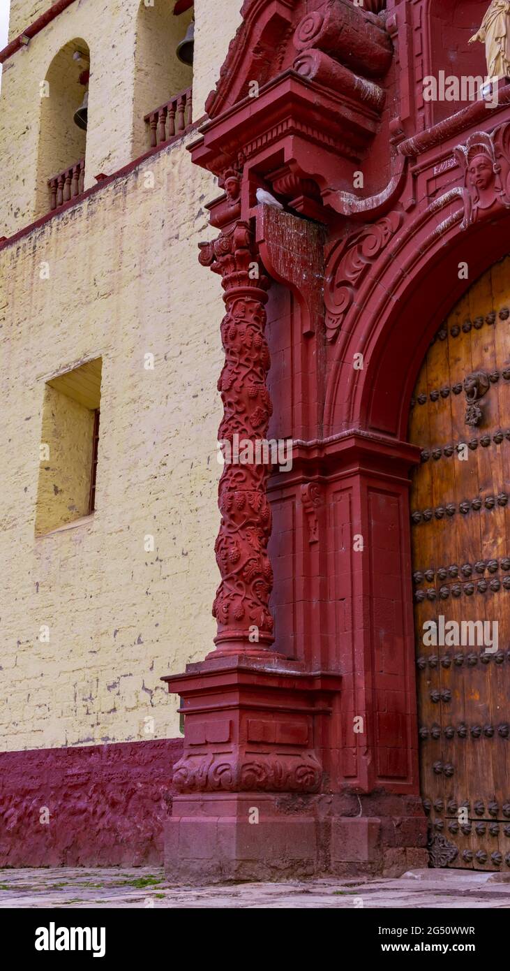 Baroque style Solomonic column in the cathedral of the Andean city of ...