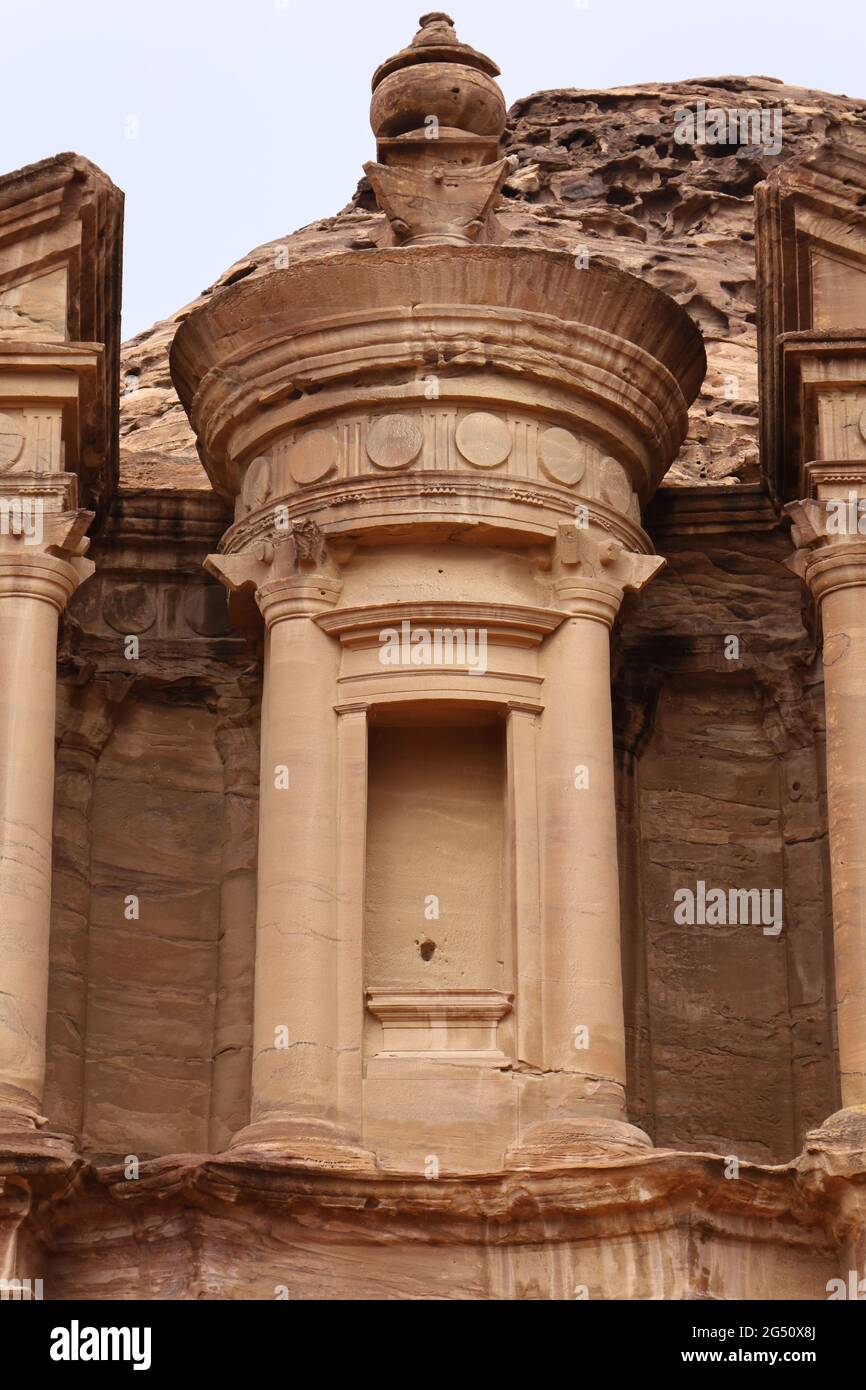 Closeup view of Ad Deir temple in Petra, Jordan Stock Photo - Alamy