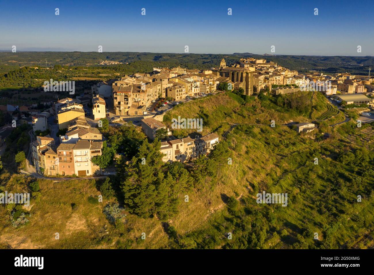 Aerial view of Horta de Sant Joan village and the surrounding ...