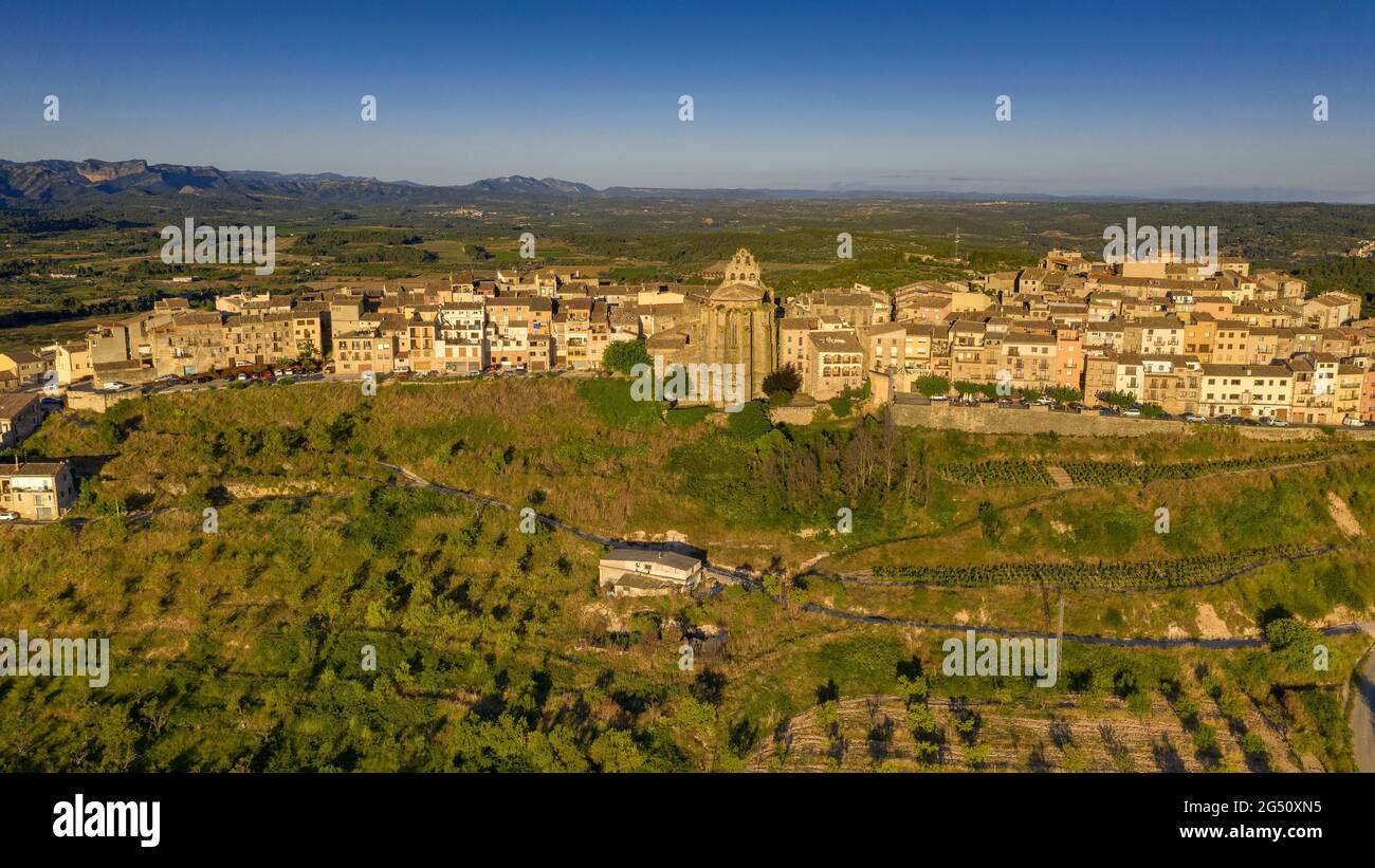 Aerial view of Horta de Sant Joan village and the surrounding ...