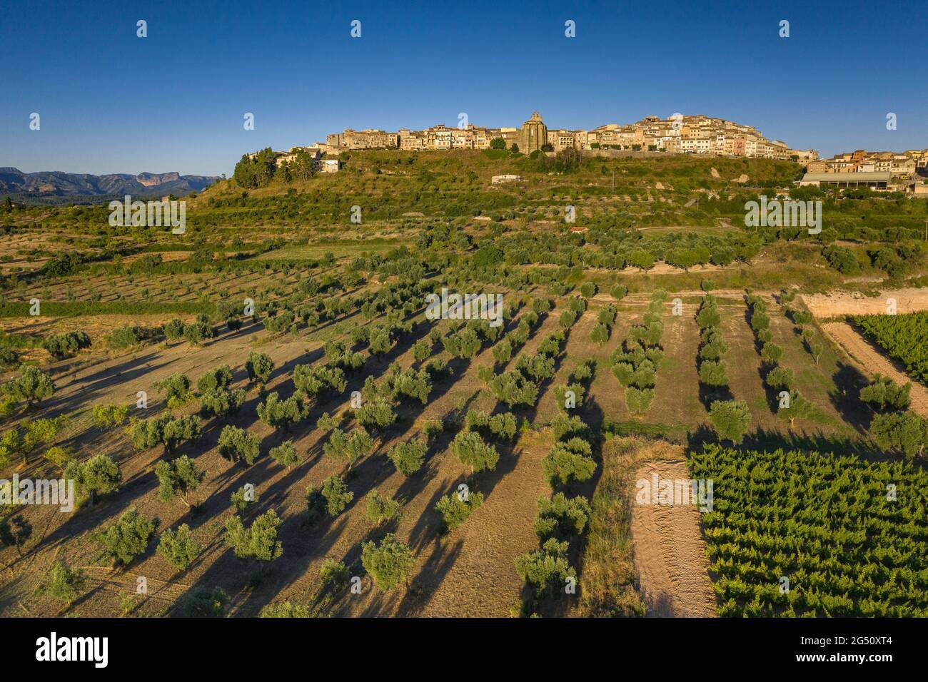 Aerial view of Horta de Sant Joan village and the surrounding ...