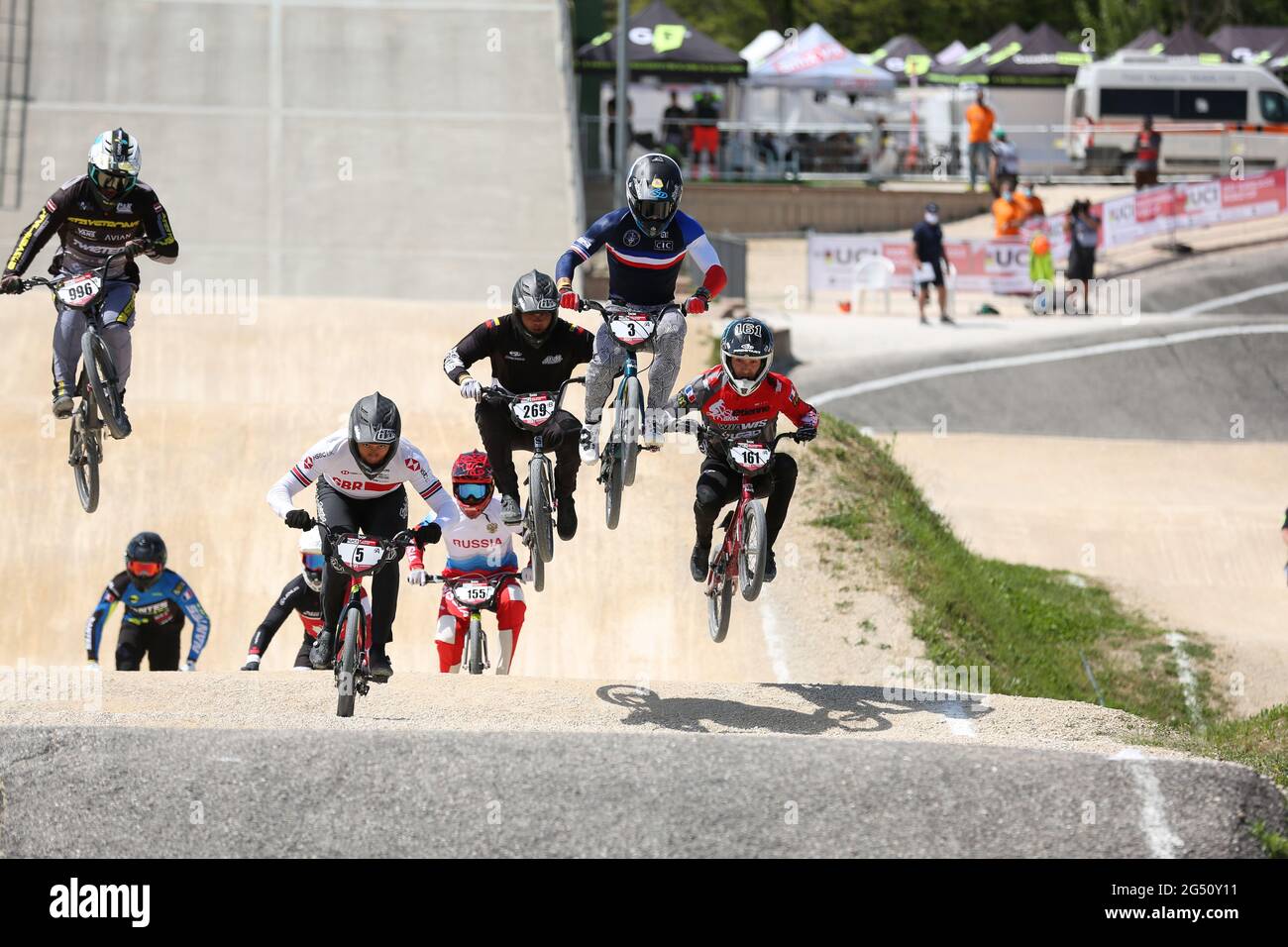 Sylvain ANDRE of France (3) competes in the UCI BMX Supercross World ...