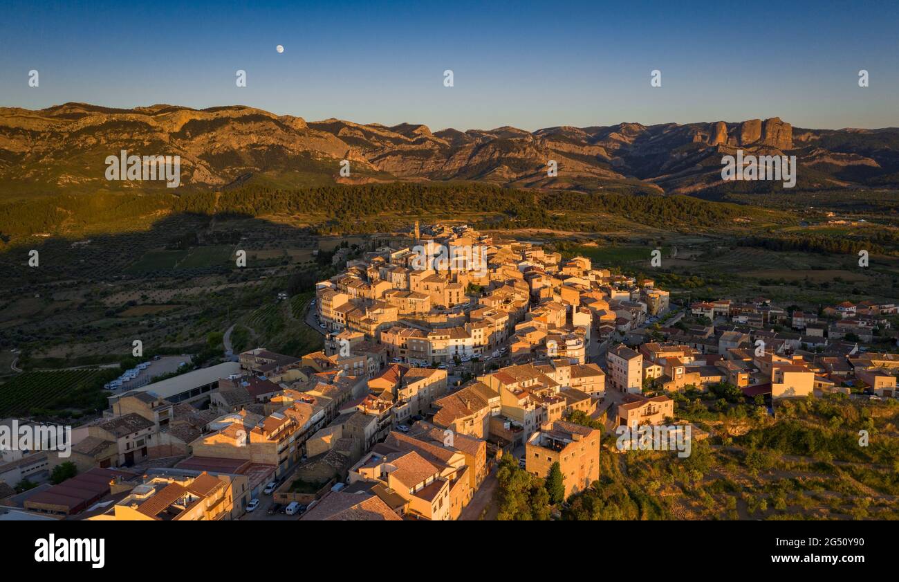 Aerial view of the surroundings of Horta de Sant Joan village and the ...