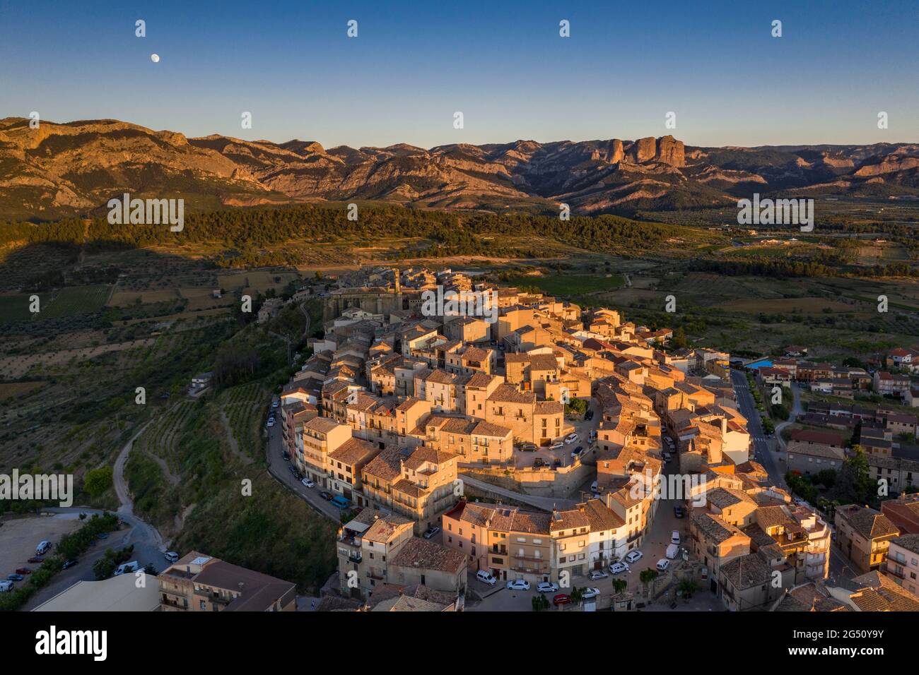 Aerial view of the surroundings of Horta de Sant Joan village and the ...