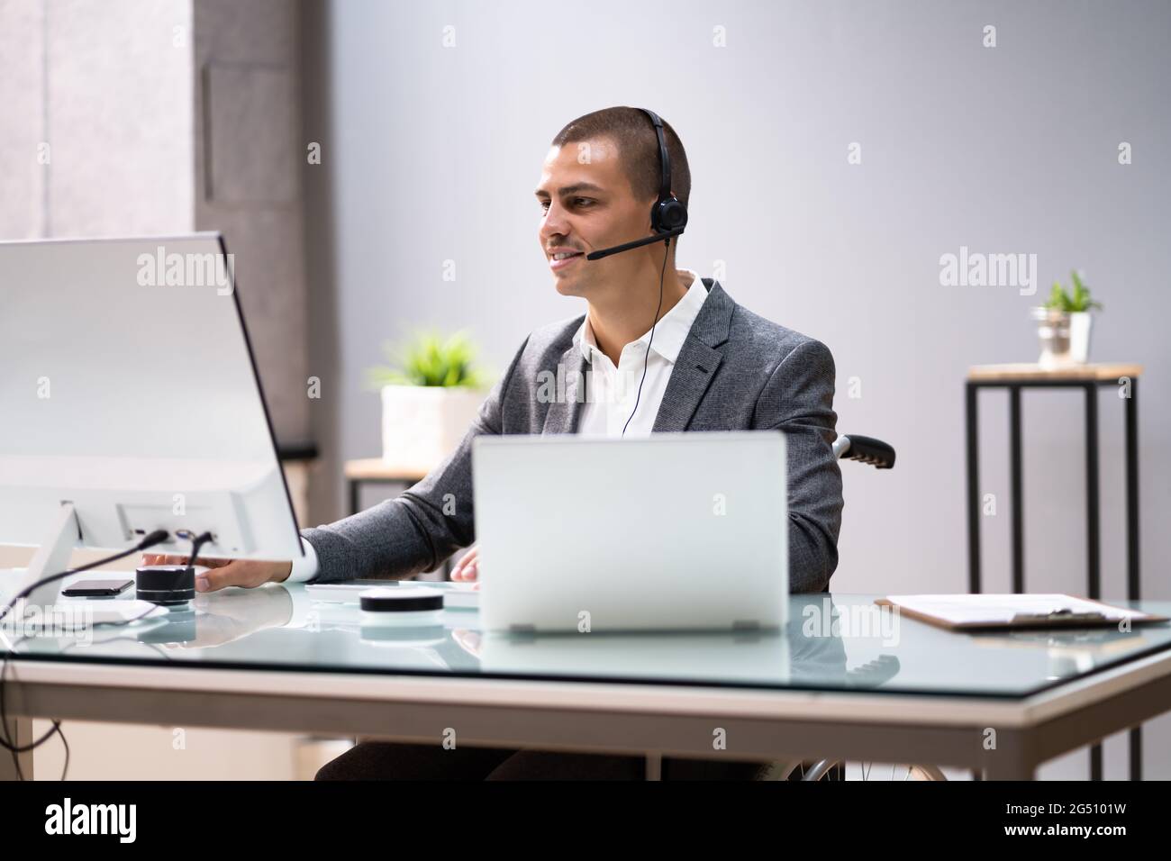 Virtual Personal Assistant Man Making Video Conference Call Stock Photo ...