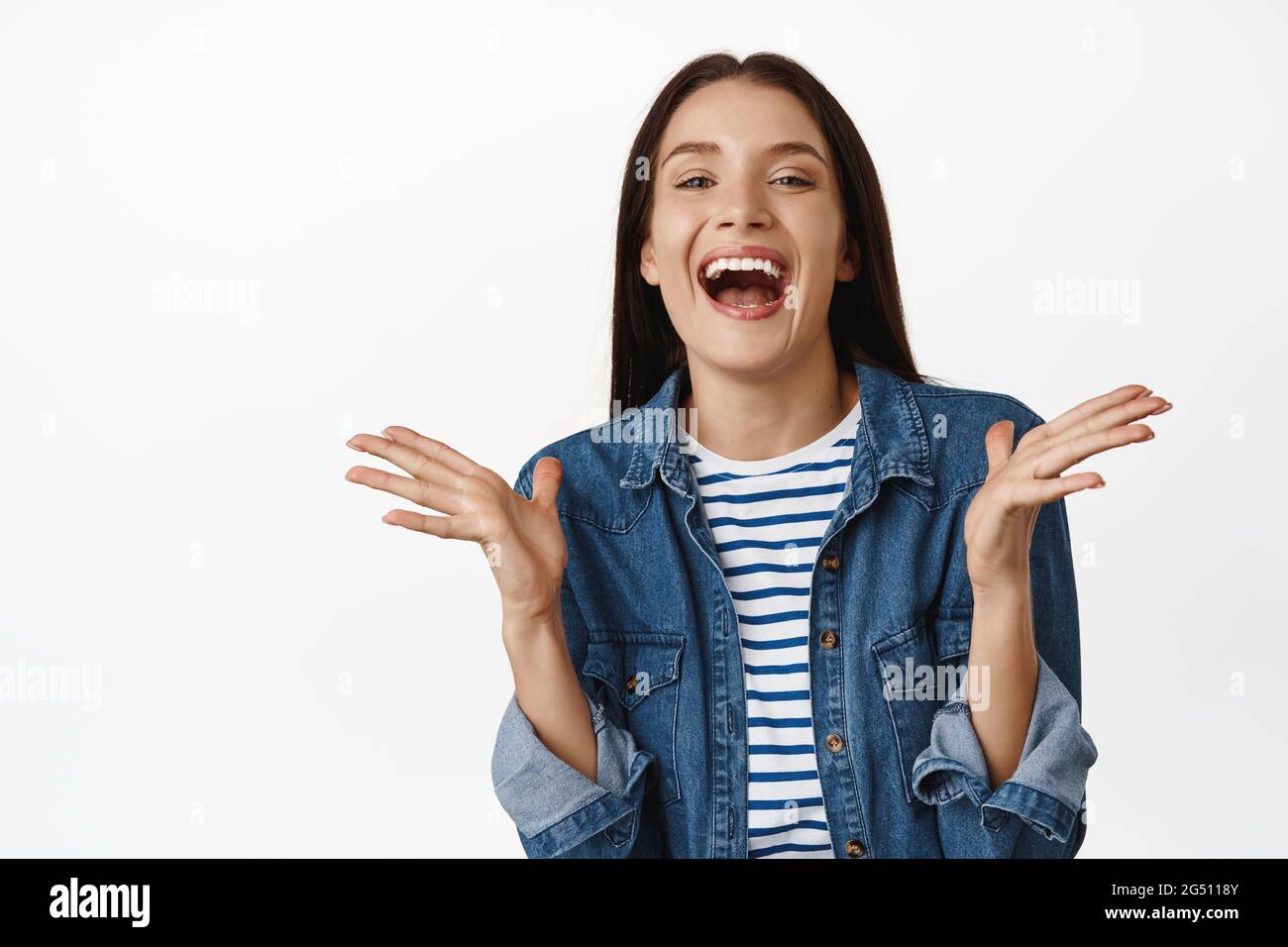 Image of happy and beautiful woman laughing, smiling and celebrating ...