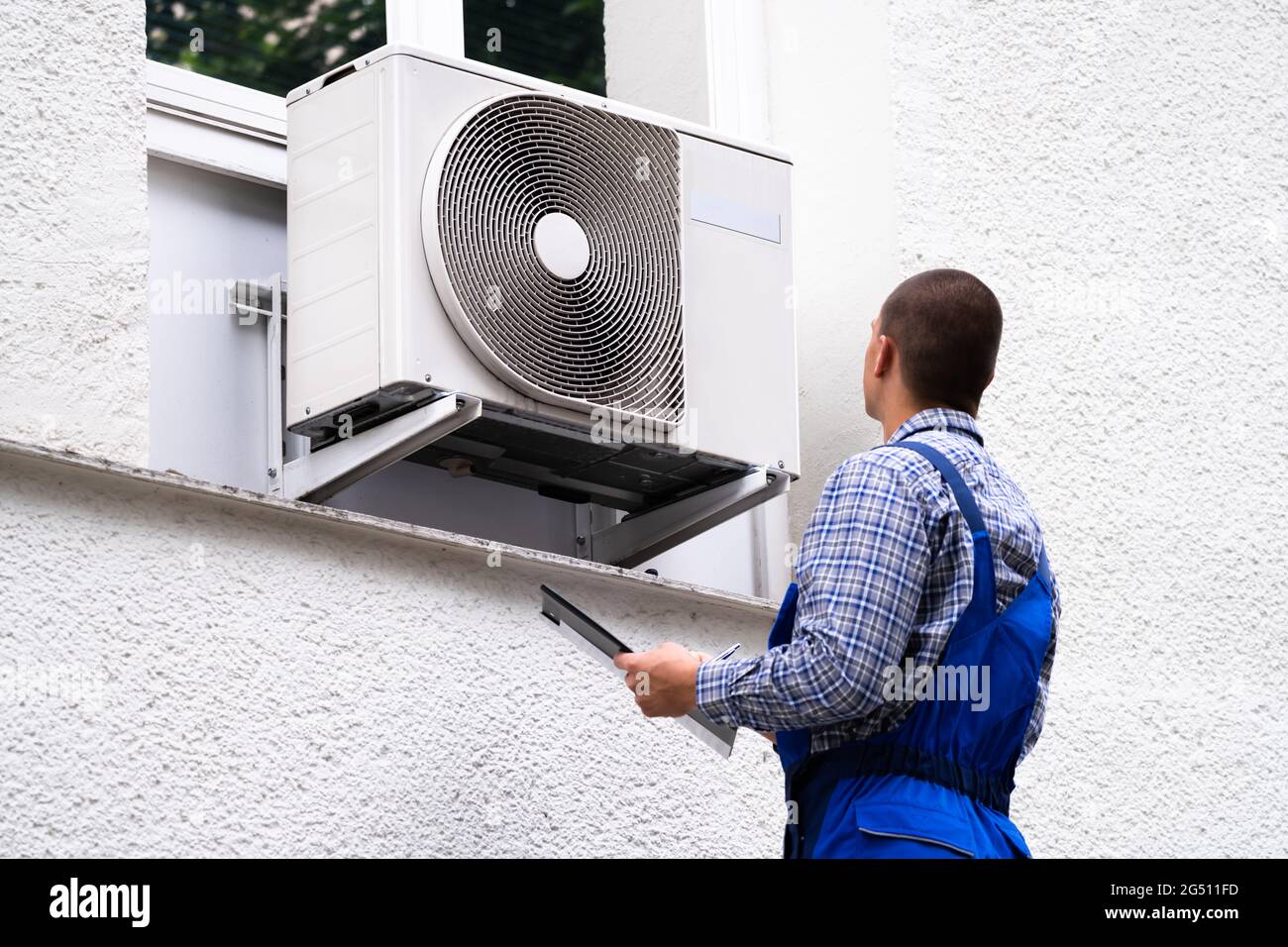 Air Condition Appliance Compressor Inspection Check Outside Stock Photo ...