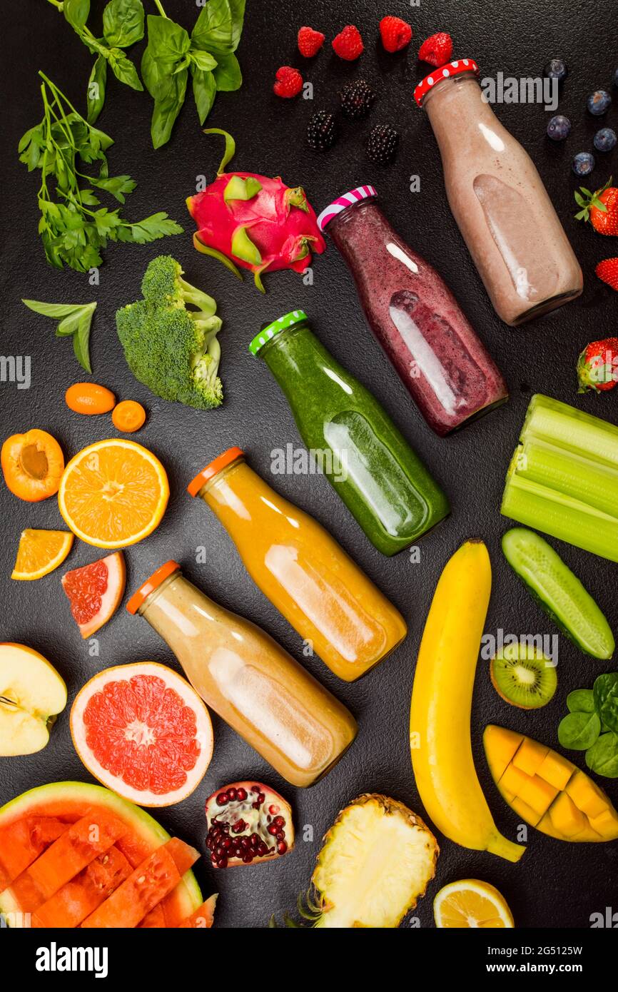 The wonderful natural smoothies in glasses for every taste Stock Photo ...
