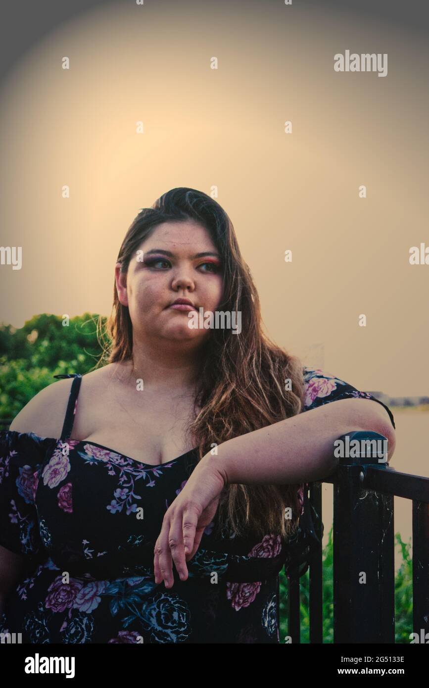 Female Model Posing Outside Stock Photo - Alamy