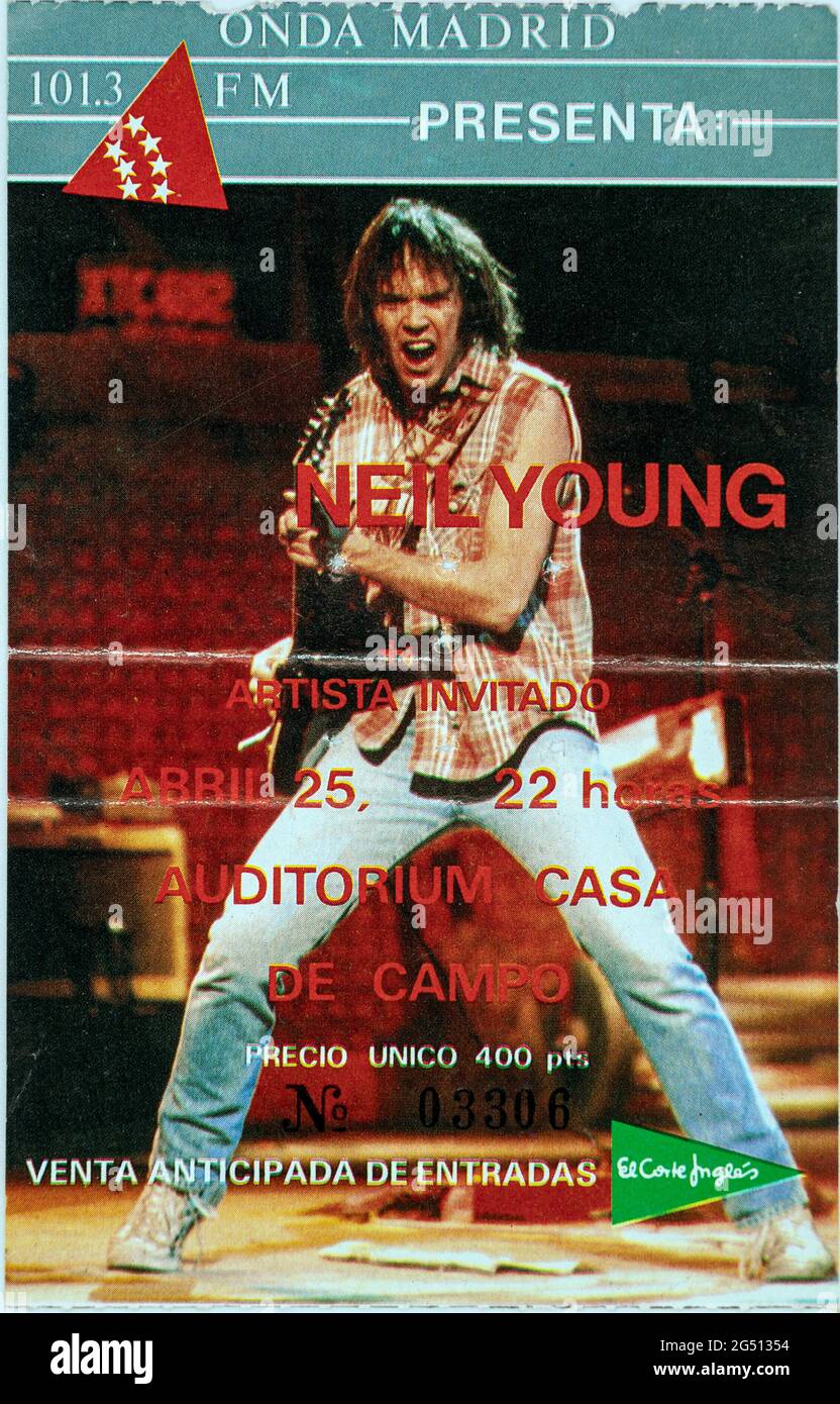 Neil Young, April 1987, Concert Ticket Stubs, Music Concert Memorabilia ...