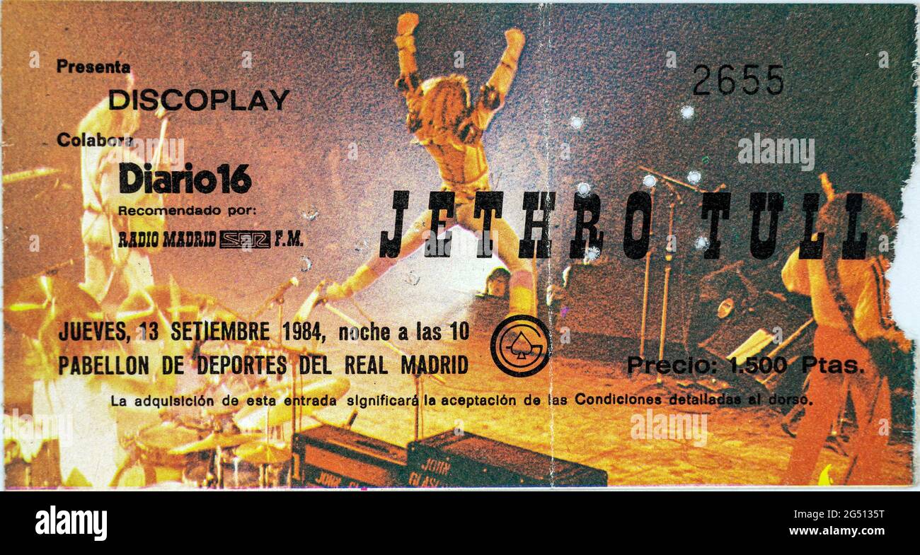 Jethro Tull, September 1984, Concert Ticket Stubs, Music Concert ...