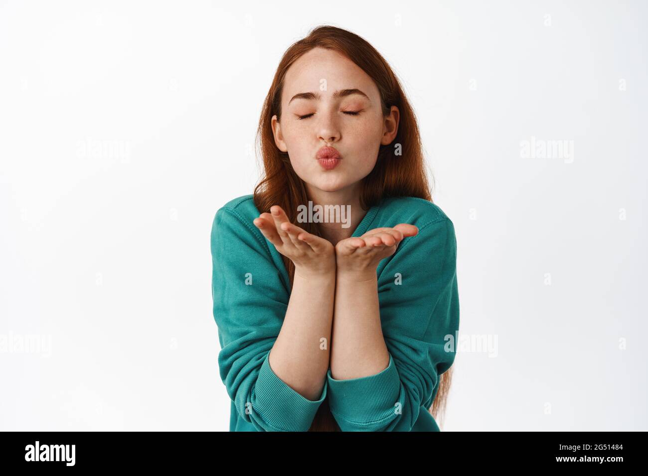 Smile teen open hands standing hi-res stock photography and images - Alamy