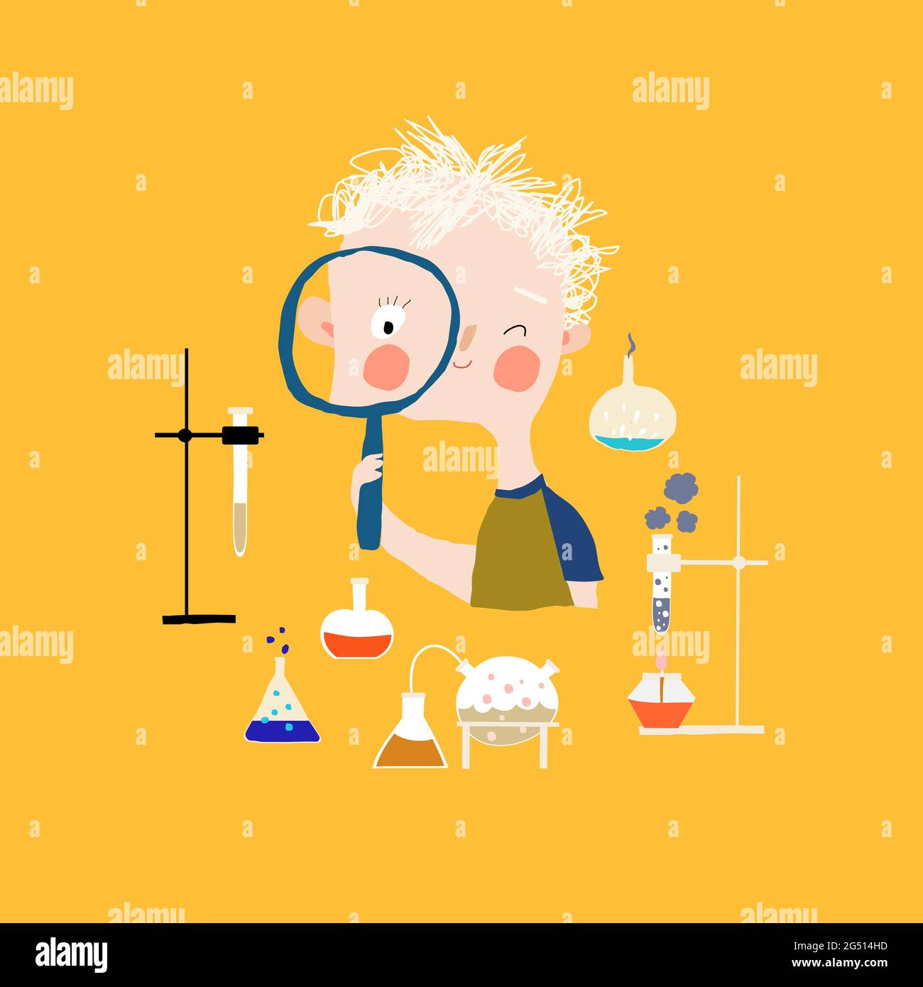 Cartoon Illustration of a Student holding a Magnifying Glass Stock ...