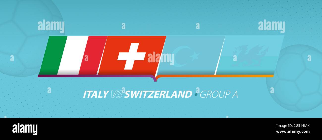 Italy - Switzerland football match illustration in group A. Vector ...