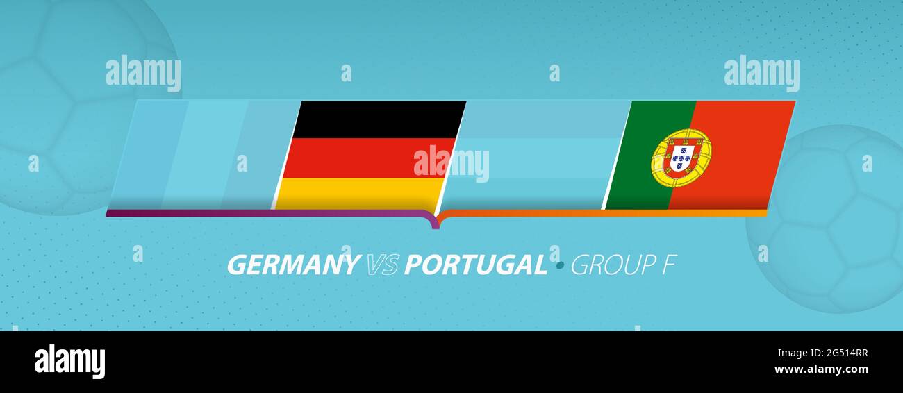 Portugal - Germany football match illustration in group F. Vector flags ...