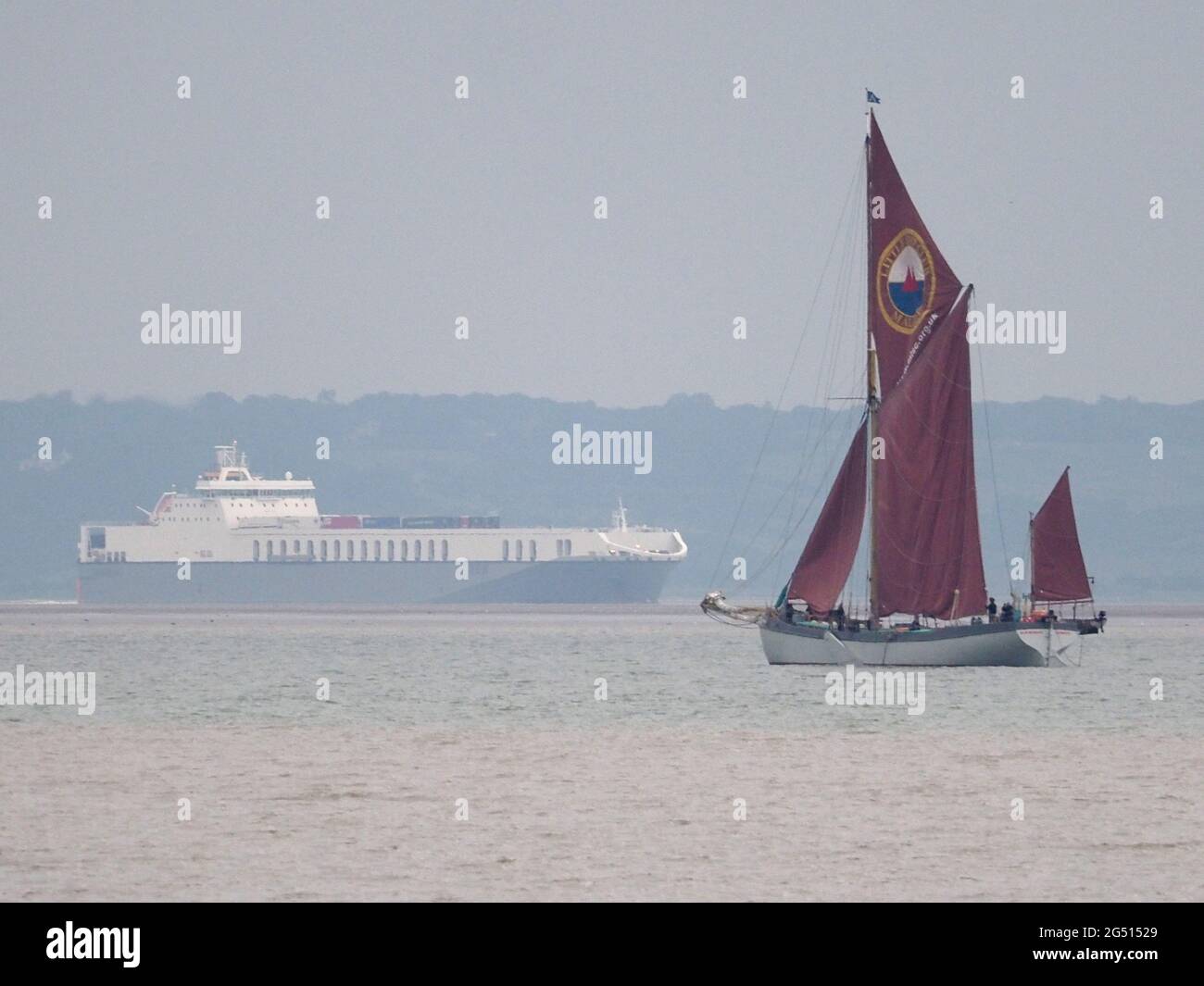 Sheerness, Kent, UK. 24th June, 2021. UK Weather: a Thames sailing ...