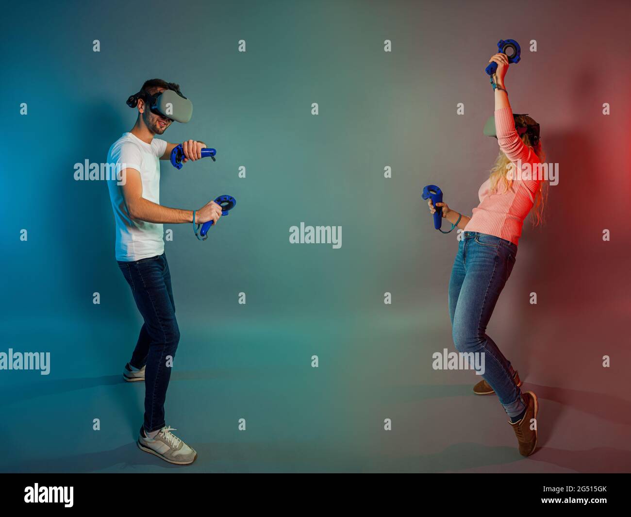 Couple using gaming gadget hi-res stock photography and images - Alamy