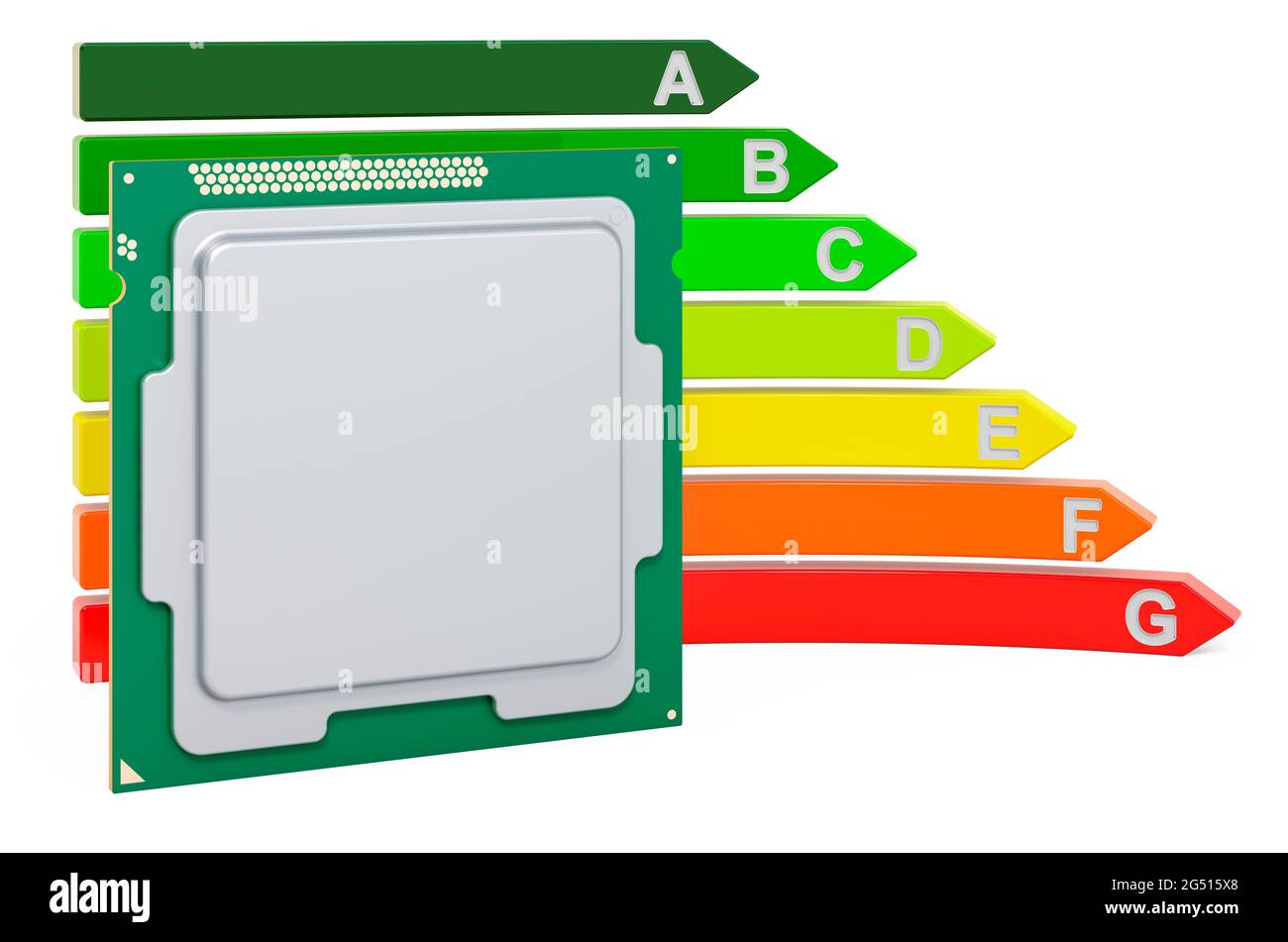 Cpu Computer Processor Unit With Energy Efficiency Chart 3d Rendering
