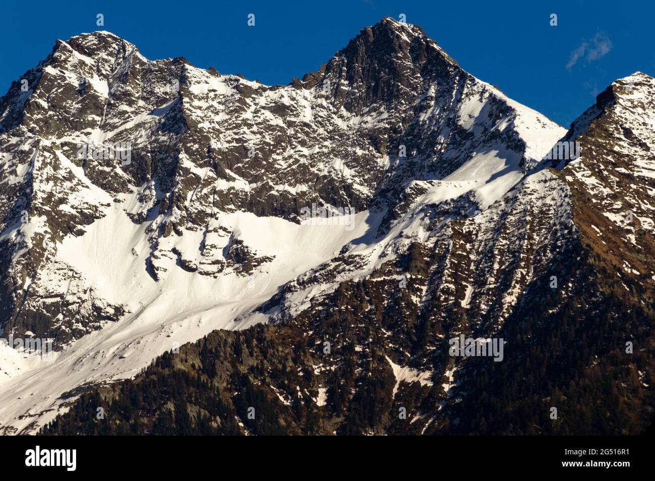 Mountain peak on the italian alps in Valle d'Aosta on the trekking ...