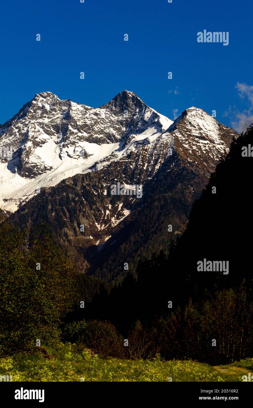 Mountain peak on the italian alps in Valle d'Aosta on the trekking ...