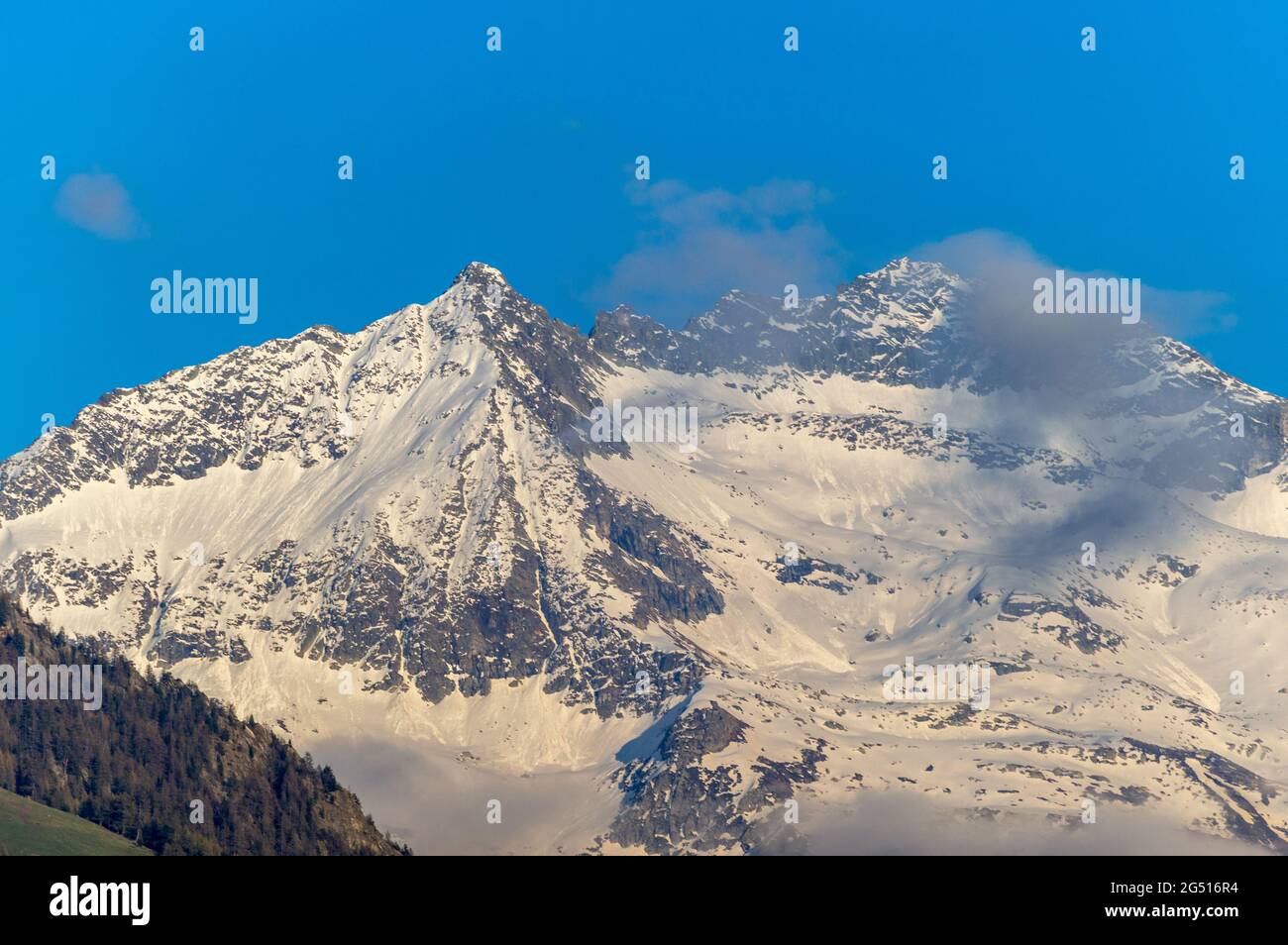 Mountain peak on the italian alps in Valle d'Aosta on the trekking ...