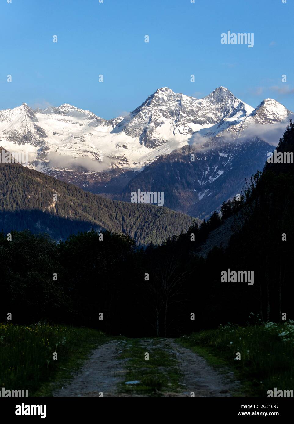 Mountain peak on the italian alps in Valle d'Aosta on the trekking ...