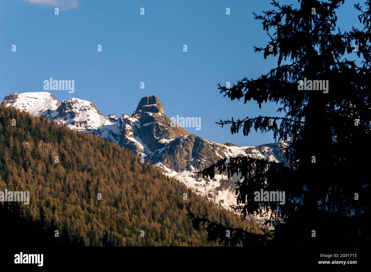 Mountain peak on the italian alps in Valle d'Aosta on the trekking ...