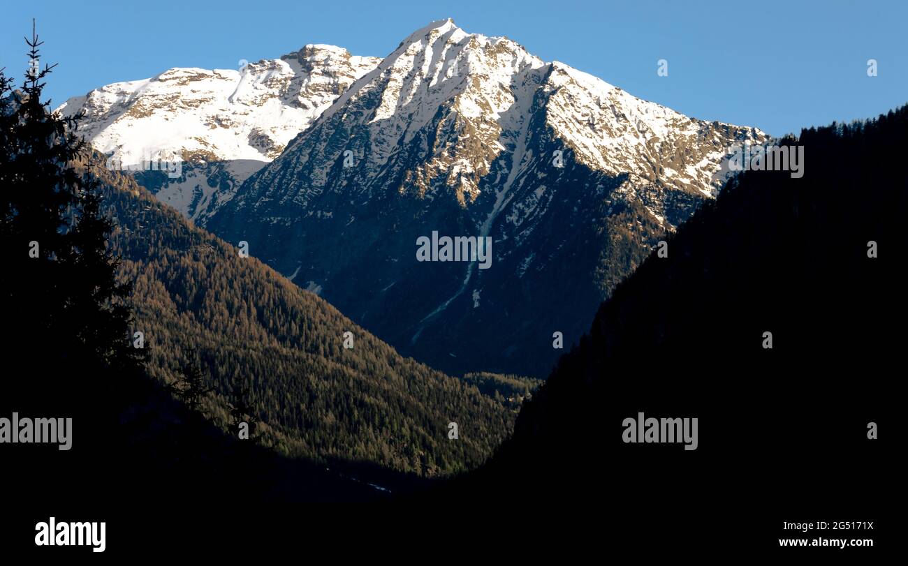 Mountain peak on the italian alps in Valle d'Aosta on the trekking ...