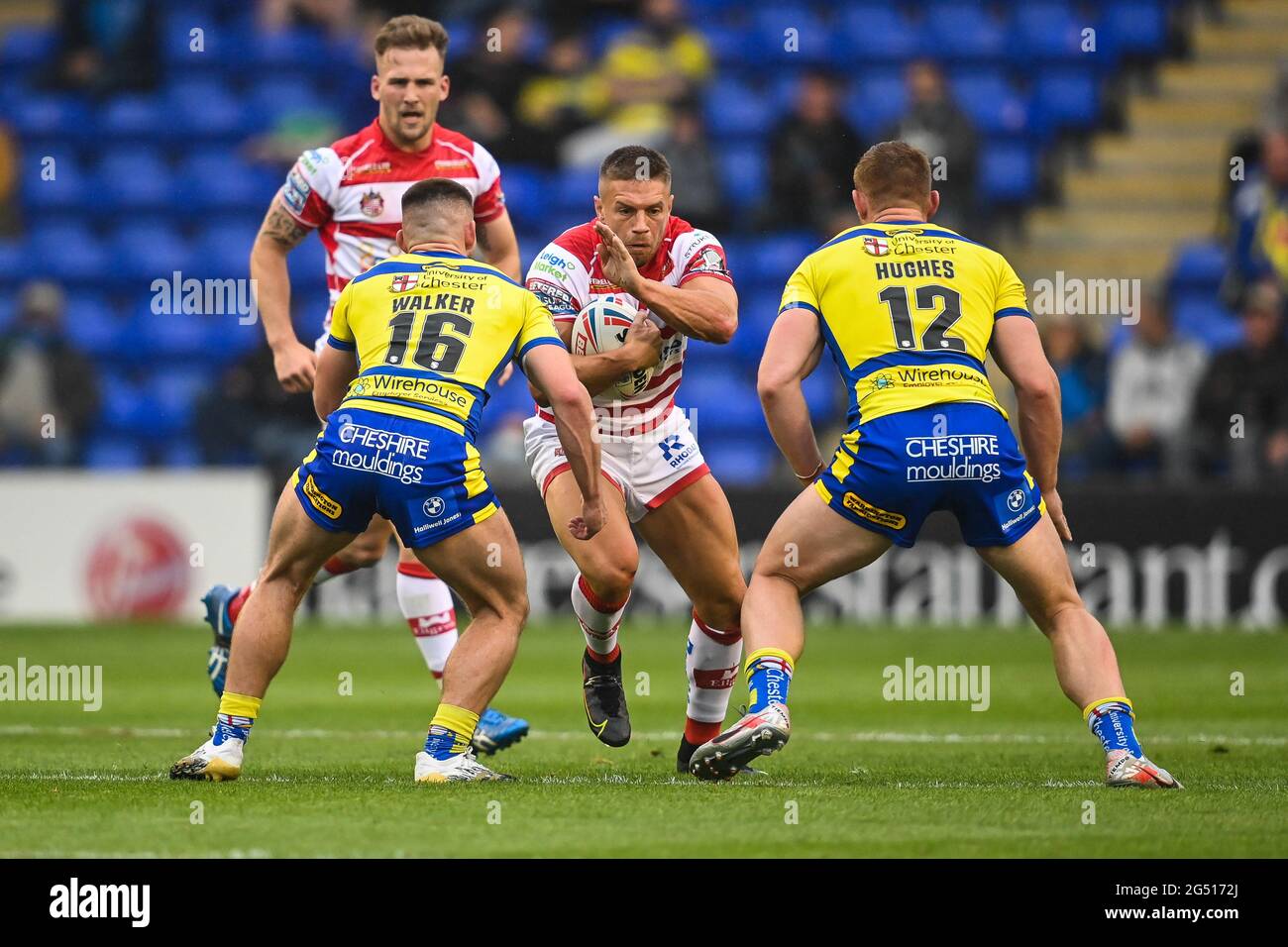 Matty Russell (2) of Leigh Centurions is tackled by Danny Walker (16 ...