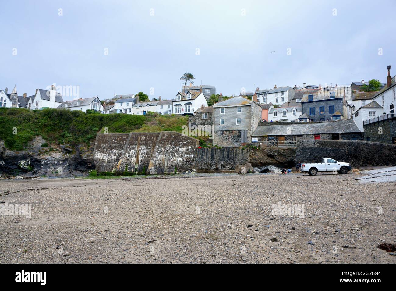 Looking from Port Isaac Harbour towards village Stock Photo - Alamy