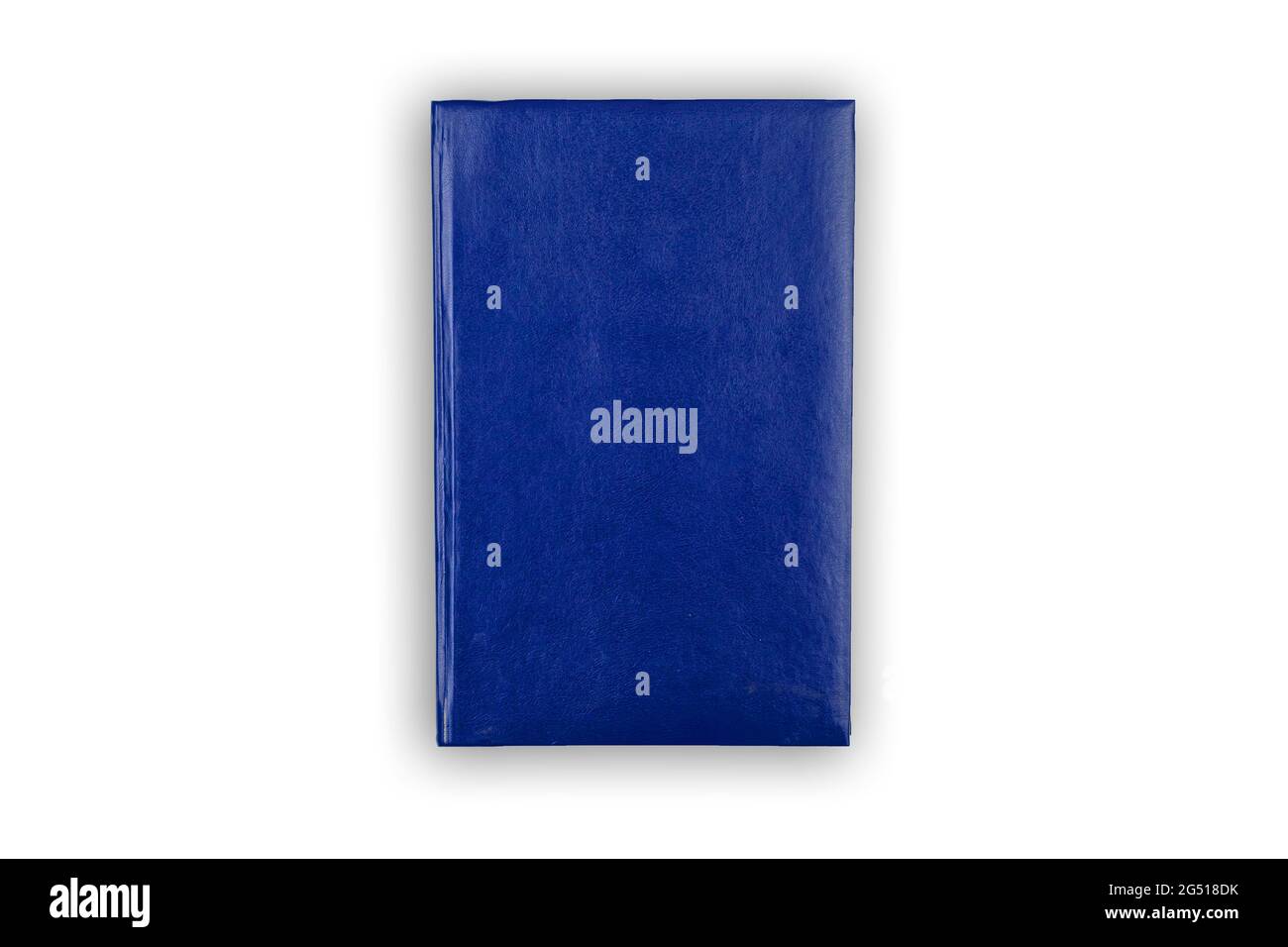 Blue leather notebook mockup with copy space, white isolated background ...