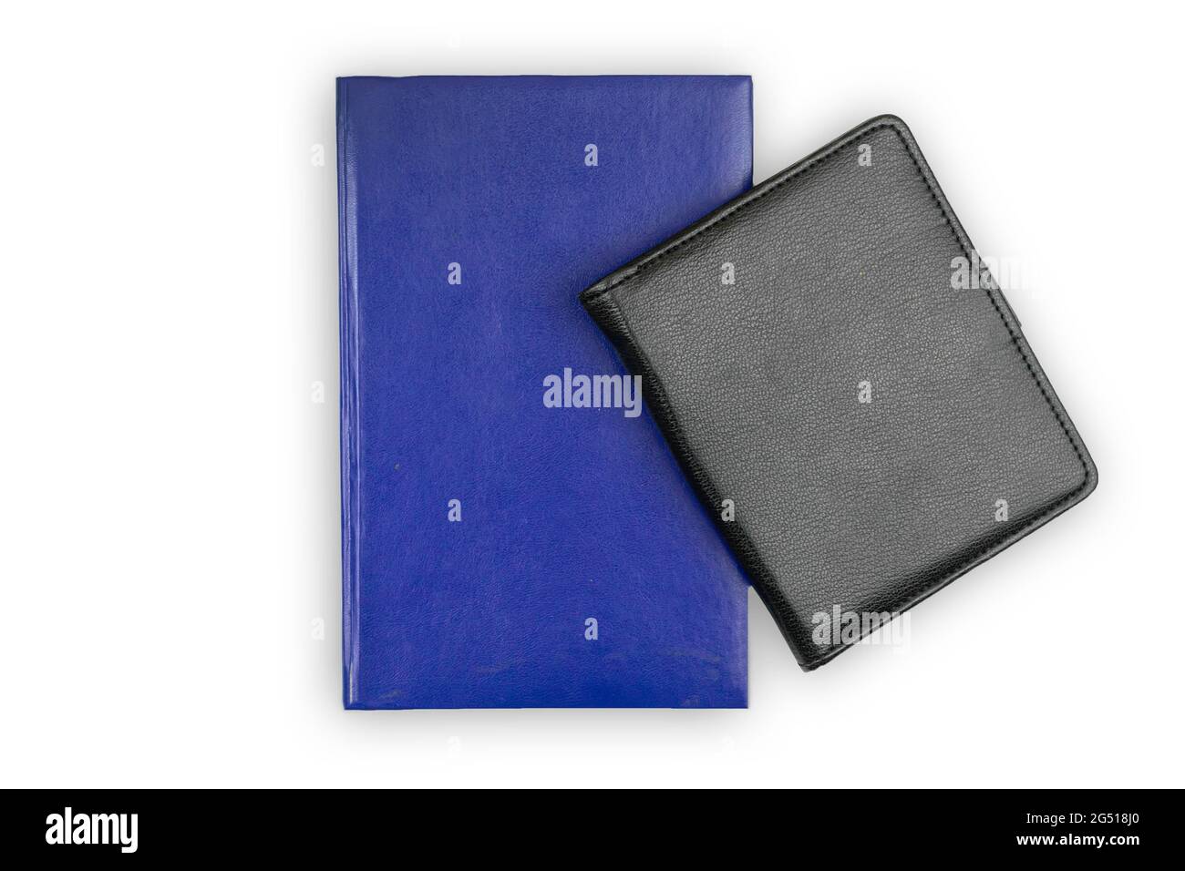 Leather notebooks on white isolated background, top view, mockup and ...