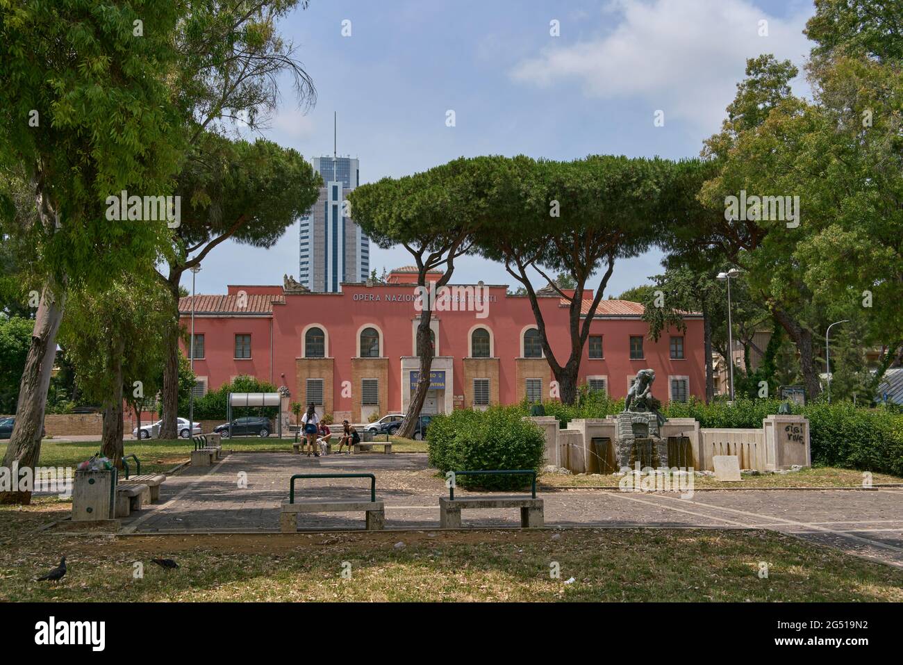 Piazza Viale Italia and the Torre Pontina skyscraper in Latina, Italy ...