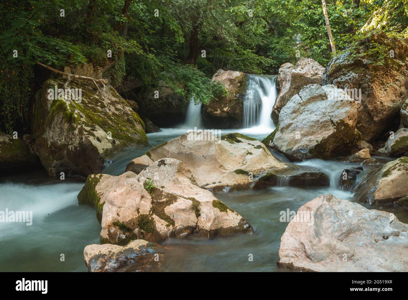 Beautiful water oasis with clean water streams and rocks hidden in the ...