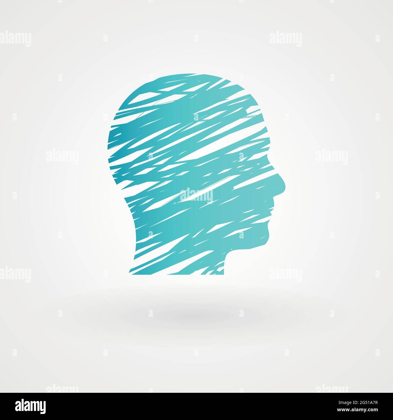 Scribble male head. Brush strokes silhouette. Vector illustration, flat ...