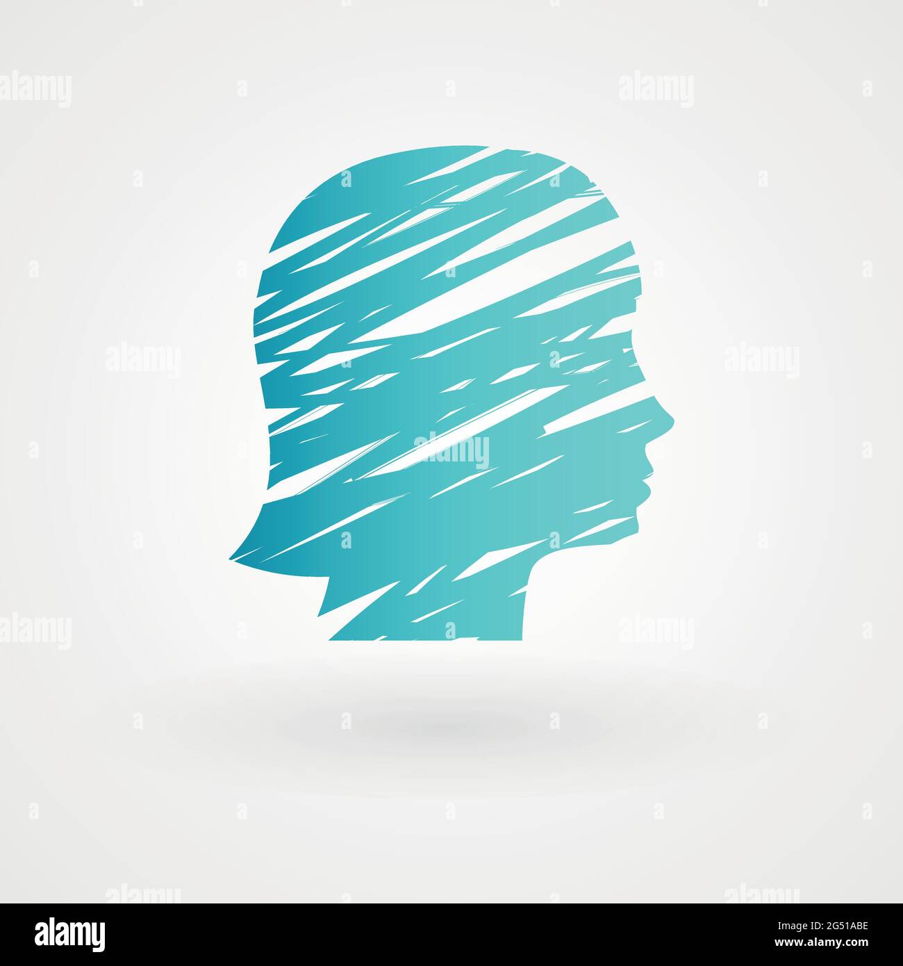 Scribble female head. Brush strokes silhouette. Vector illustration ...