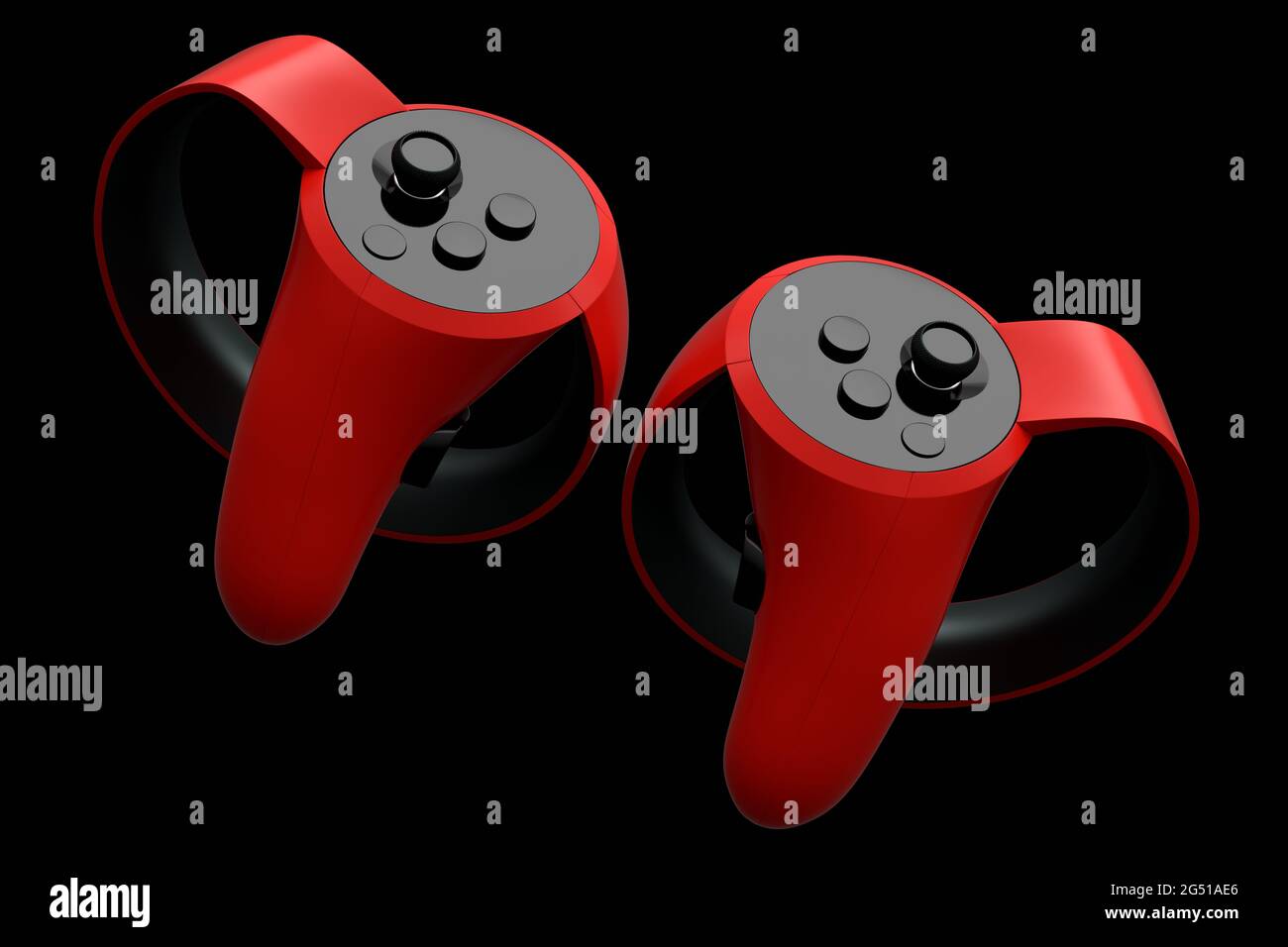 Virtual reality red controllers for online and cloud gaming on black ...