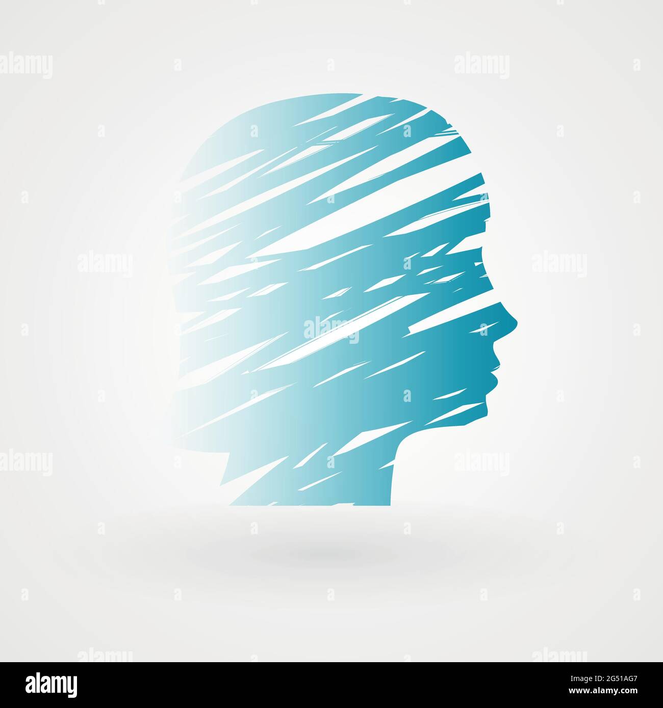 Scribble female head. Brush strokes silhouette. Vector illustration ...