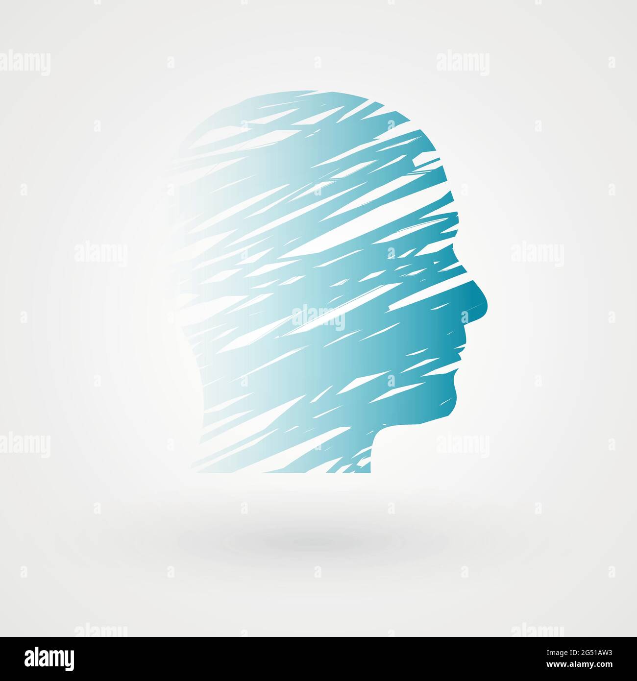 Scribble male head. Brush strokes silhouette. Vector illustration, flat ...