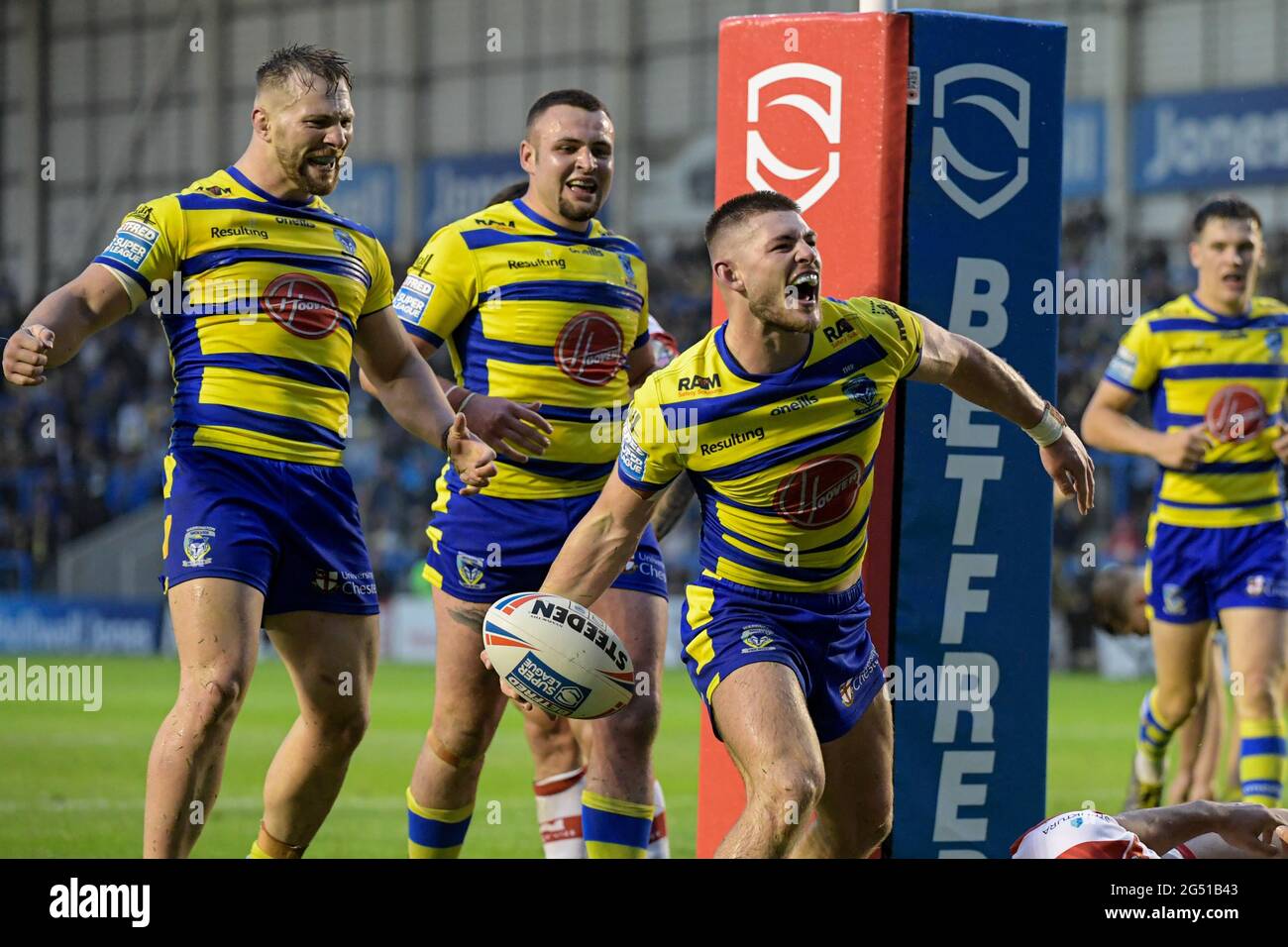 Warrington wolves danny walker celebrates scoring hi-res stock ...